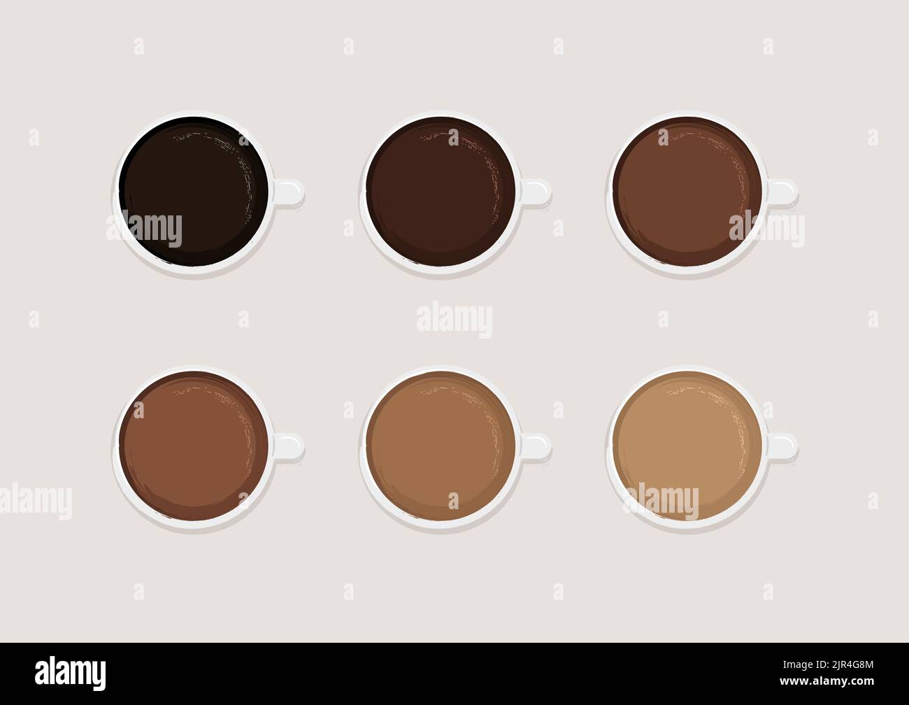 Hand drawn Coffee cup top view. National Coffee Day. Color of coffee ...