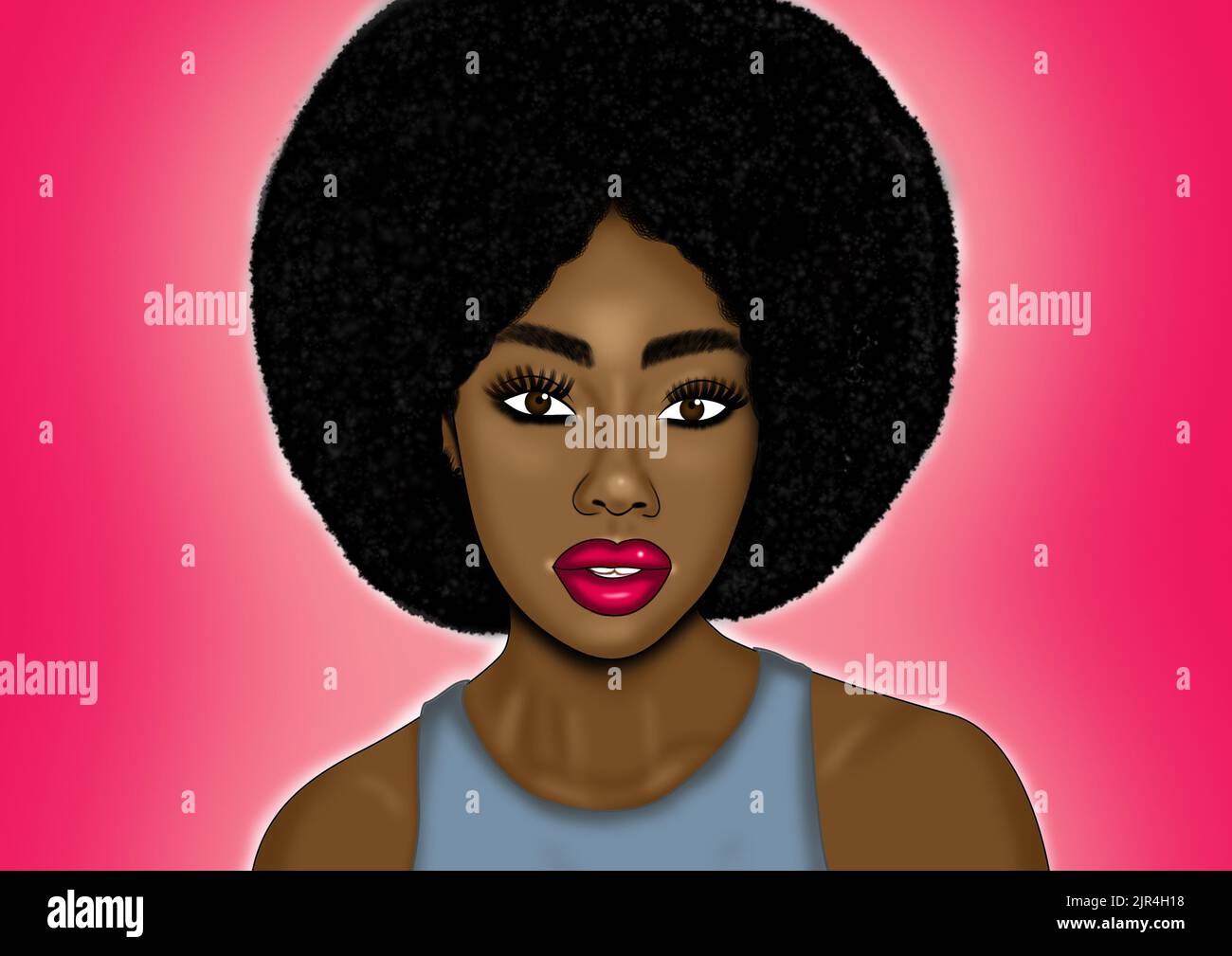 beautiful black girl with afro digital art drawing Stock Photo - Alamy