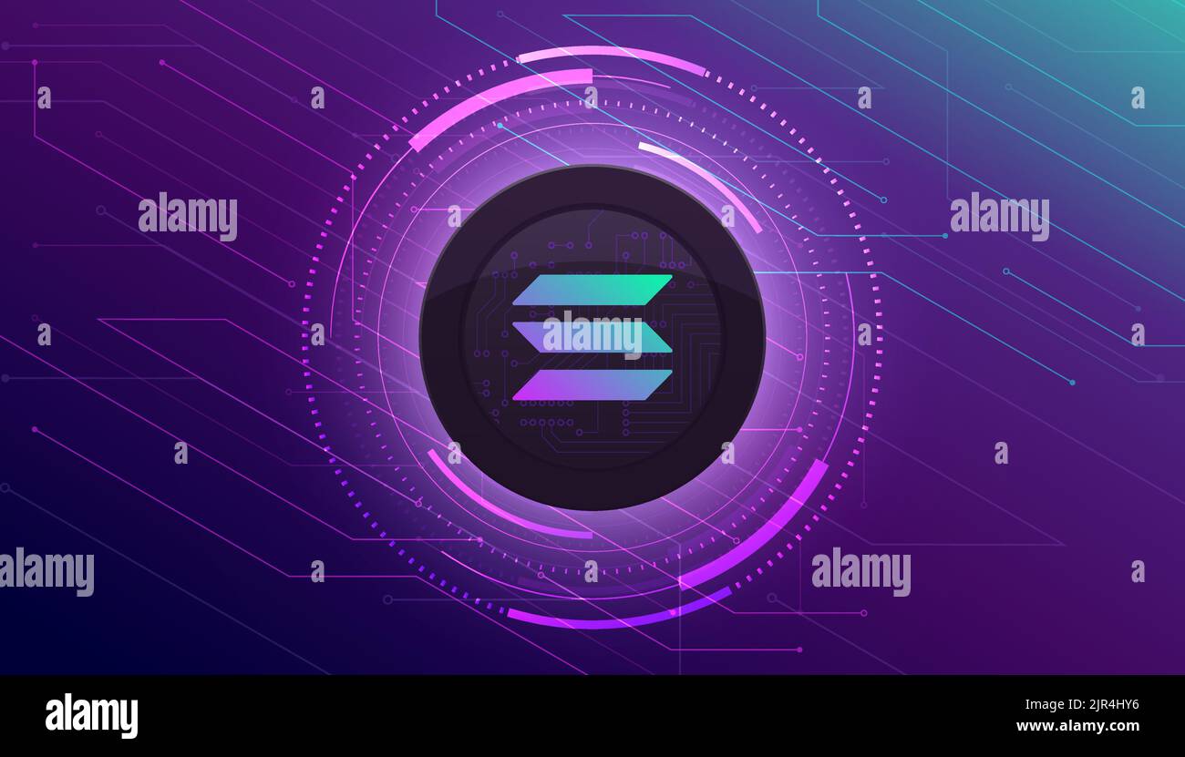 Solana coin banner. SOL coin cryptocurrency concept banner background ...