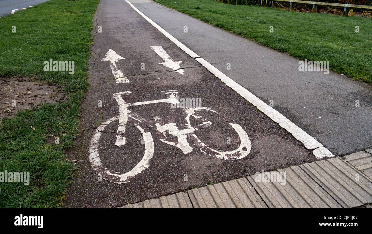 Bike symbol depicting cycle lanes Stock Photo - Alamy