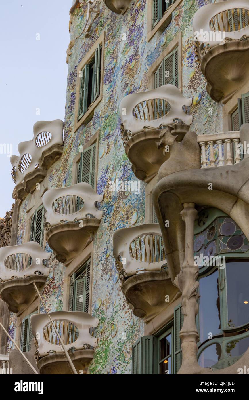 A vertical shot of the dragon building (Casa Batllo) by Gaudi in ...
