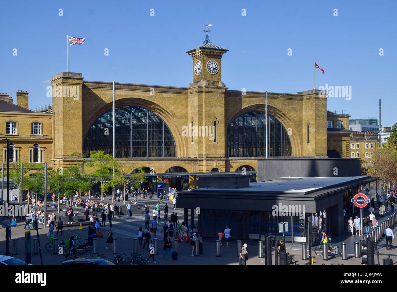 London, UK. 19th August 2022. King's Cross Station, exterior panoramic ...