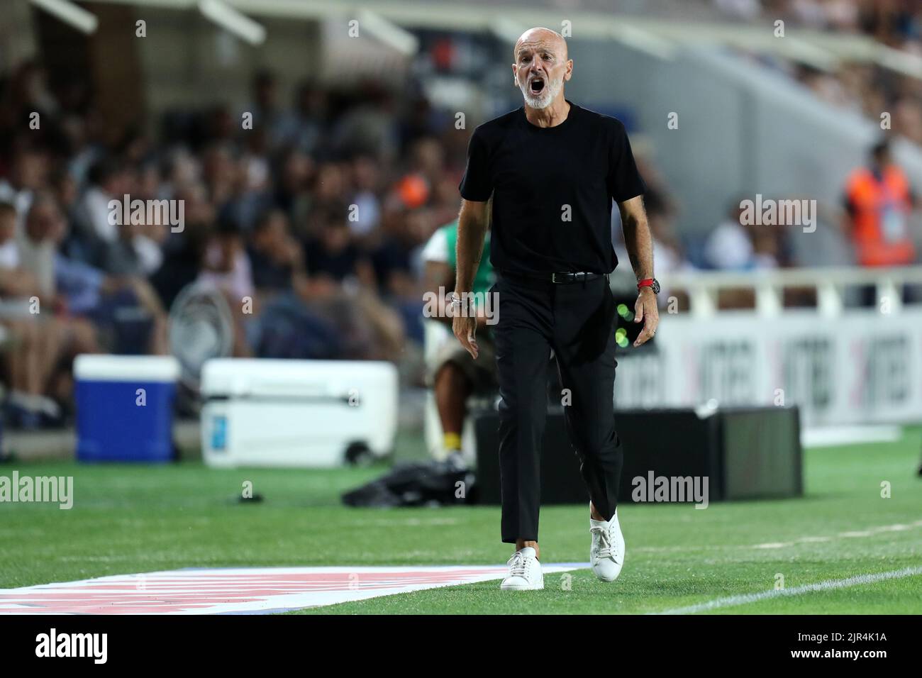 Bergamo, Italy . August 21, 2022, Stefano Pioli, head coach of Ac Milan ...