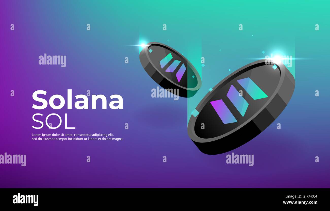 Solana coin banner. SOL coin cryptocurrency concept banner background ...