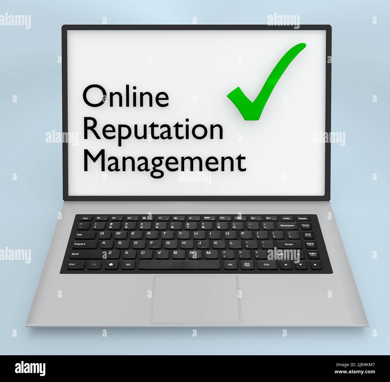 3D illustration of Online Reputation Management script with a green ...