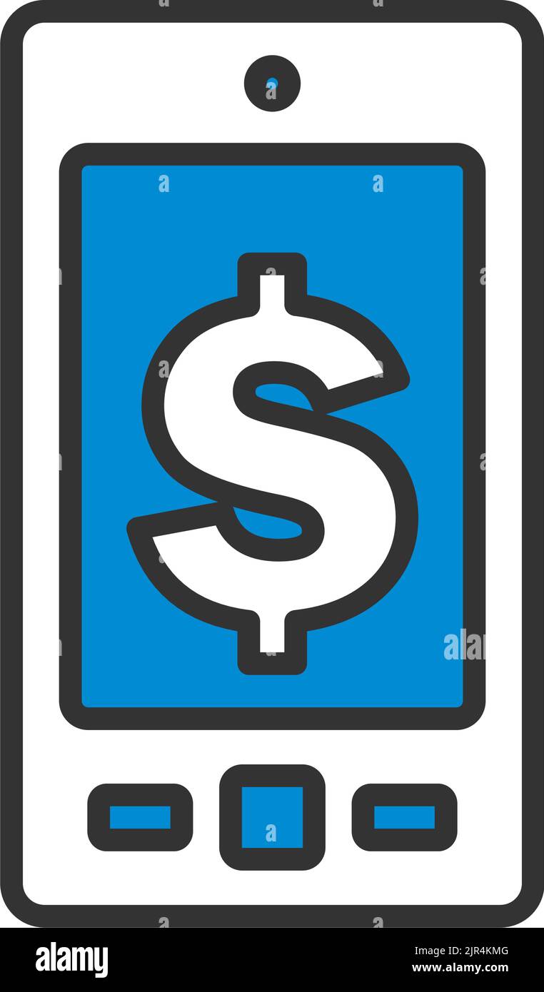 Smartphone With Dollar Sign Icon. Editable Bold Outline With Color Fill ...