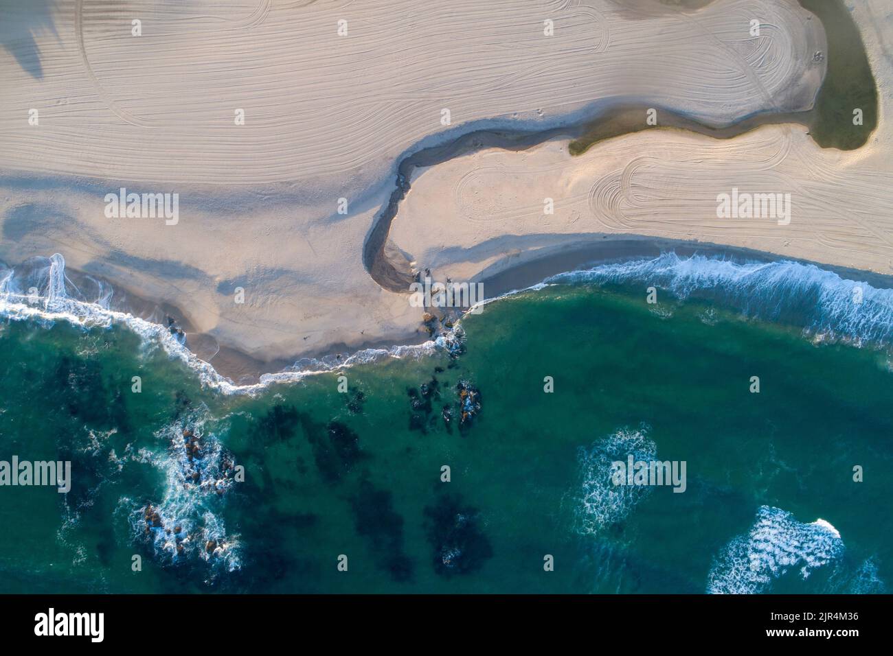 Aerial view of little river estuary in the North of Portugal Stock ...