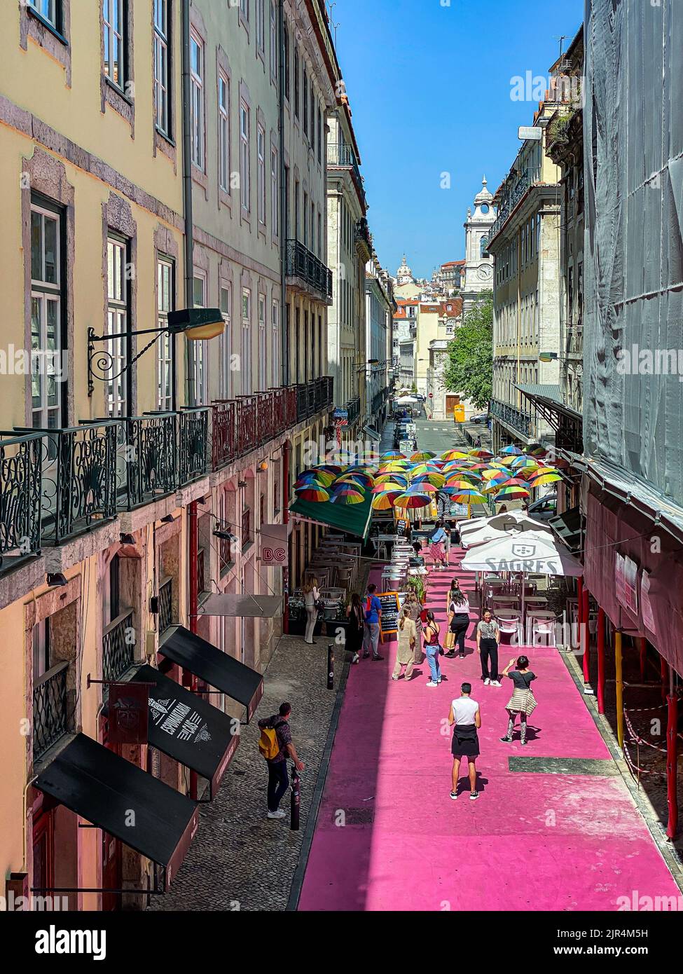 Rua Nova do Carvalho, Pink Street Lisbon in Cais do Sodre area Stock ...