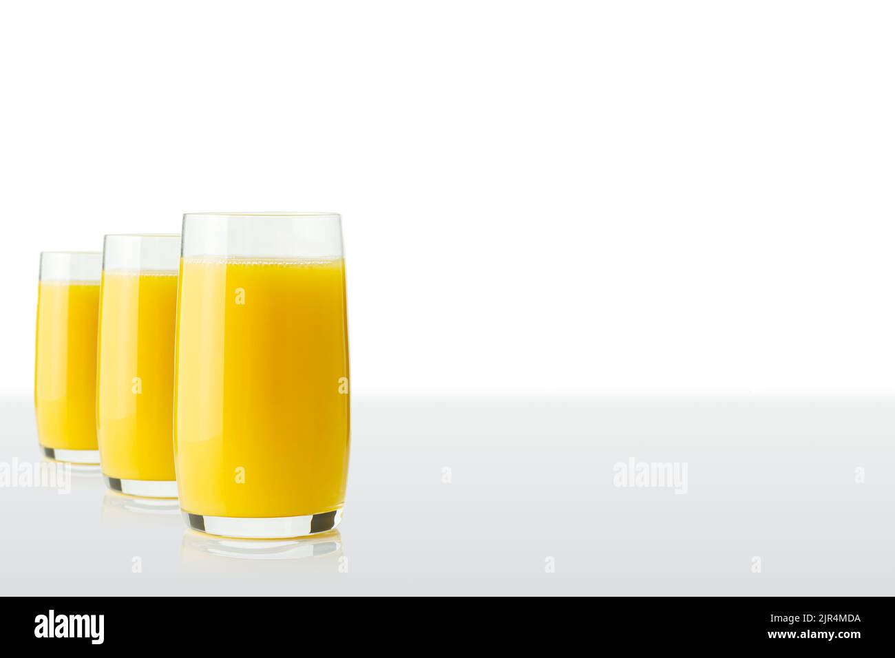 Orange juice glass, isolated on white. Glass of fresh orange juice on ...