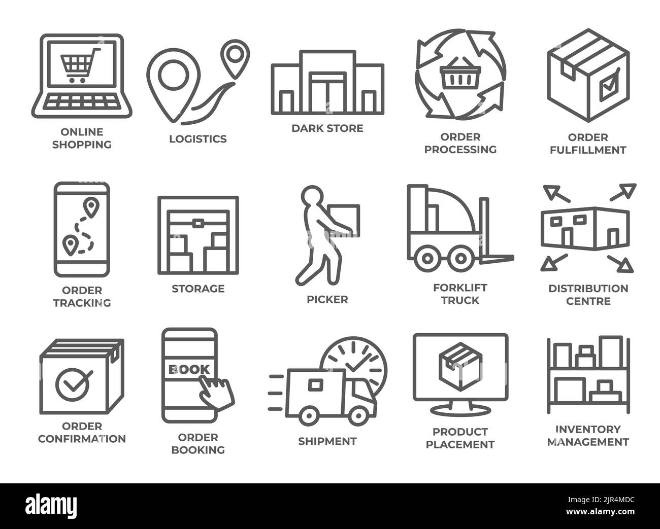 Delivery and shipping line icons set on white background Stock Vector ...