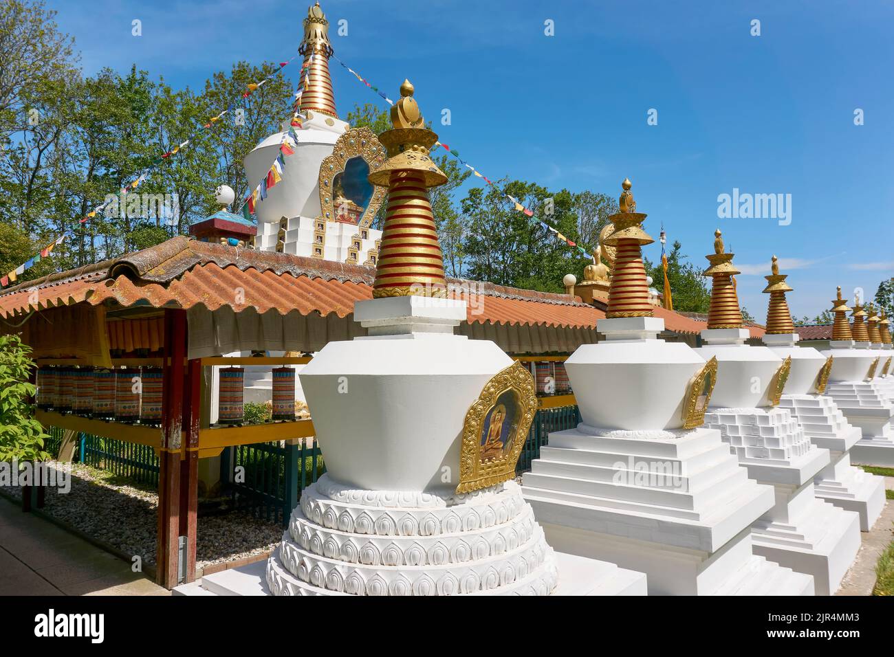Traditional stupa of a tibetan buddhist temple in Hantum, Friesland ...