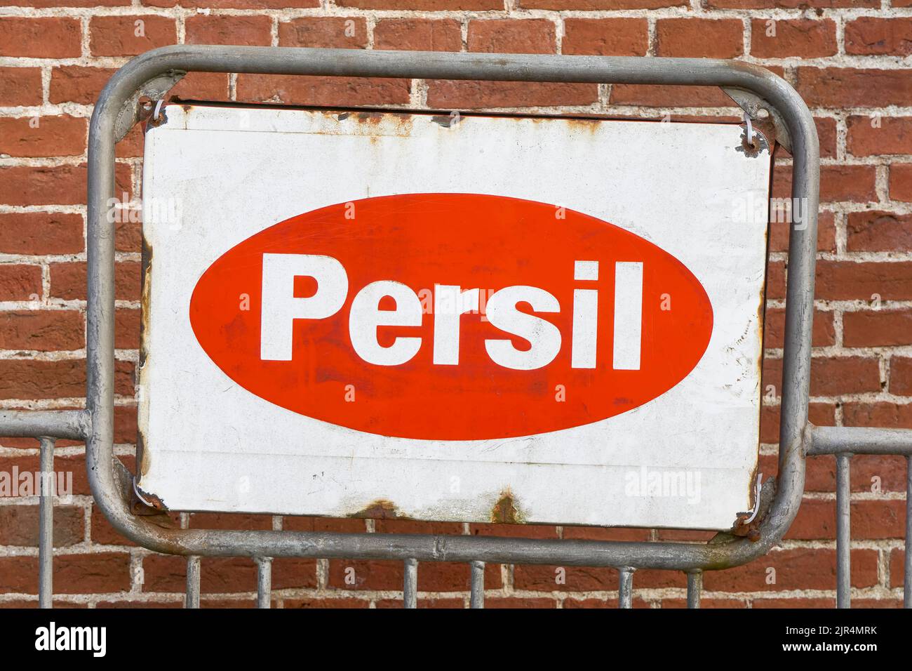 Old weathered retro Persil sign. Persil is a German brand of laundry ...