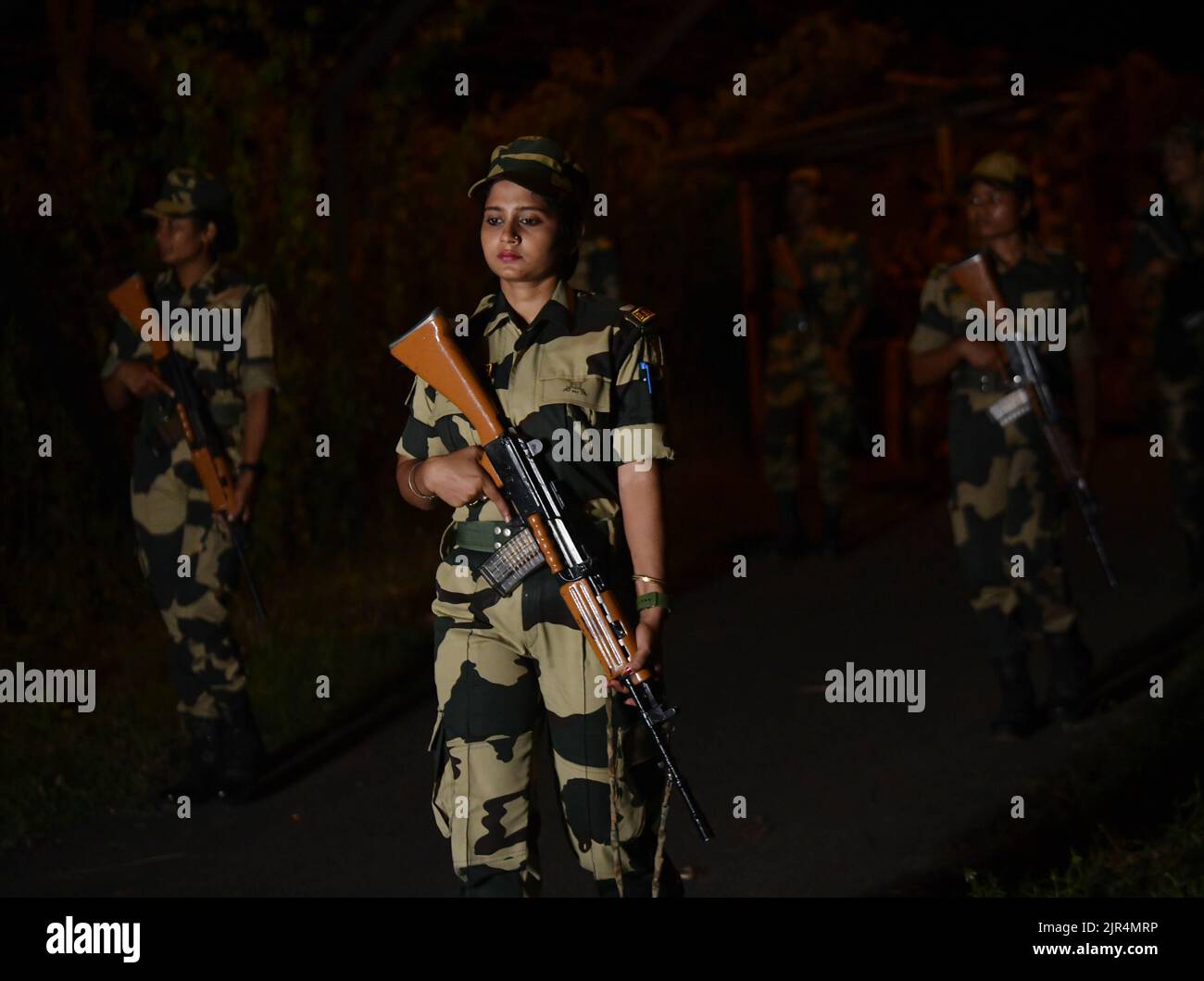 Male and female BSF (Border Security Force) personnel jointly patrol ...