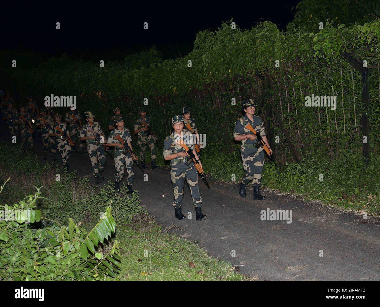Male and female BSF (Border Security Force) personnel jointly patrol ...