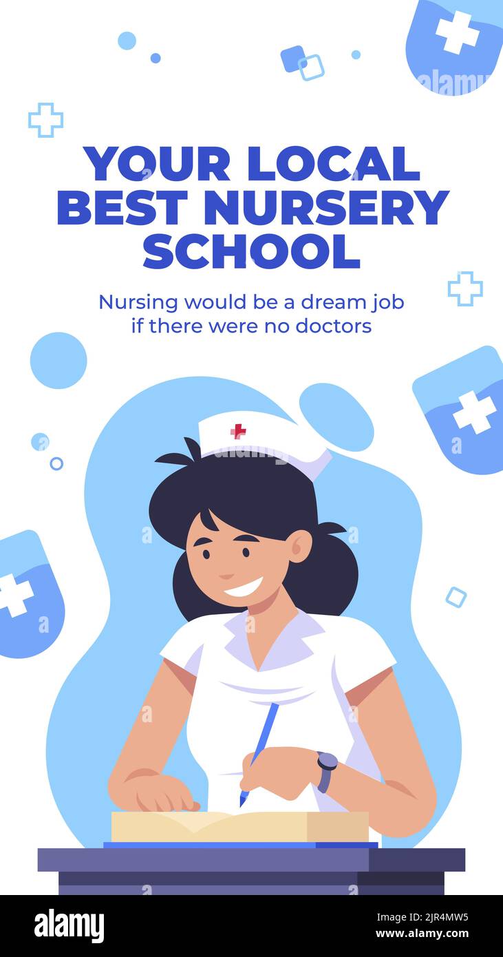 Hand drawn nursing school design template Vector illustration Stock ...