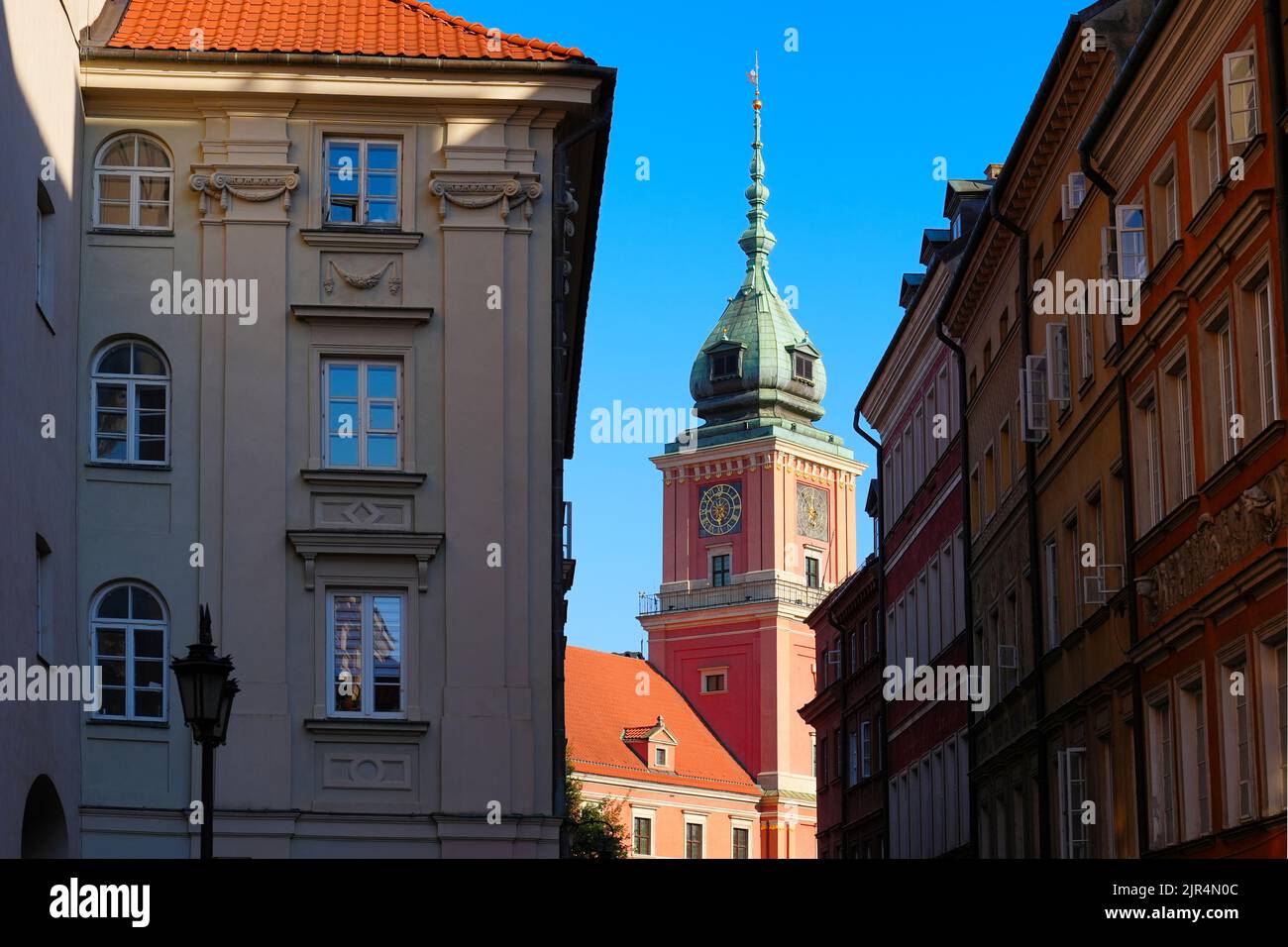 Colourful buildings in the center of Warsaw city. Warsaw Old Town Stock ...