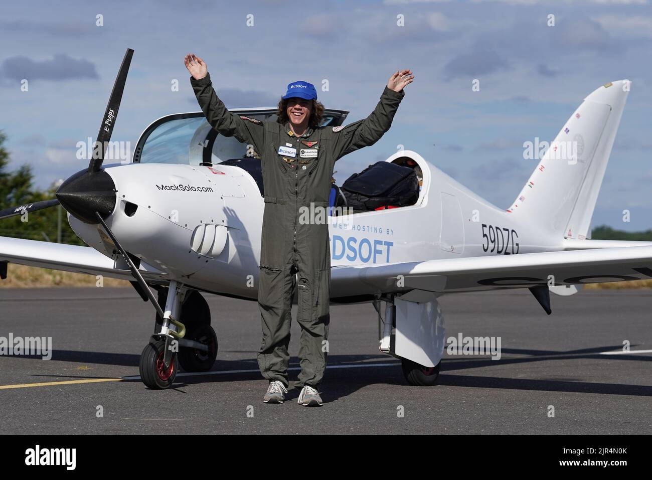 17-year-old pilot Mack Rutherford at Biggin Hill Airport, Westerham ...
