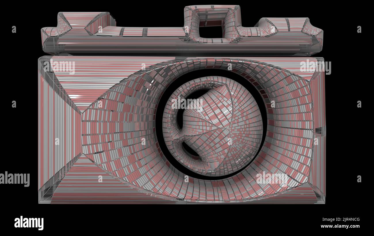 3D Illustration and conceptualization of a futuristic camera involving ...