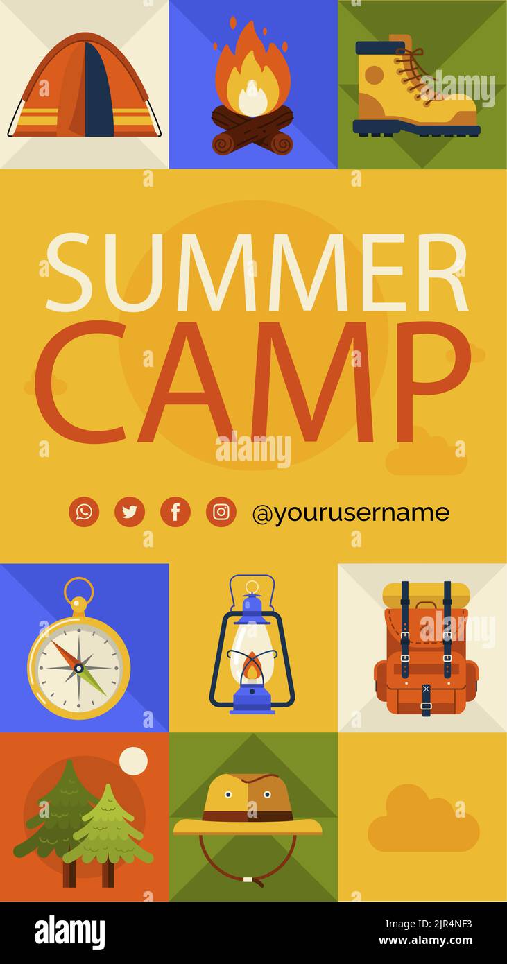 Flat design summer camp stories Vector illustration Stock Vector Image ...
