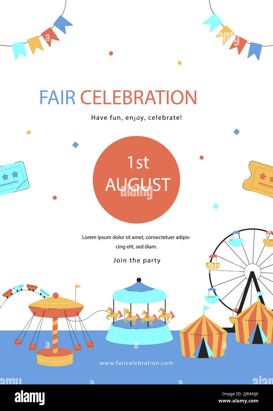Flat fair celebration vertical poster template Vector illustration ...