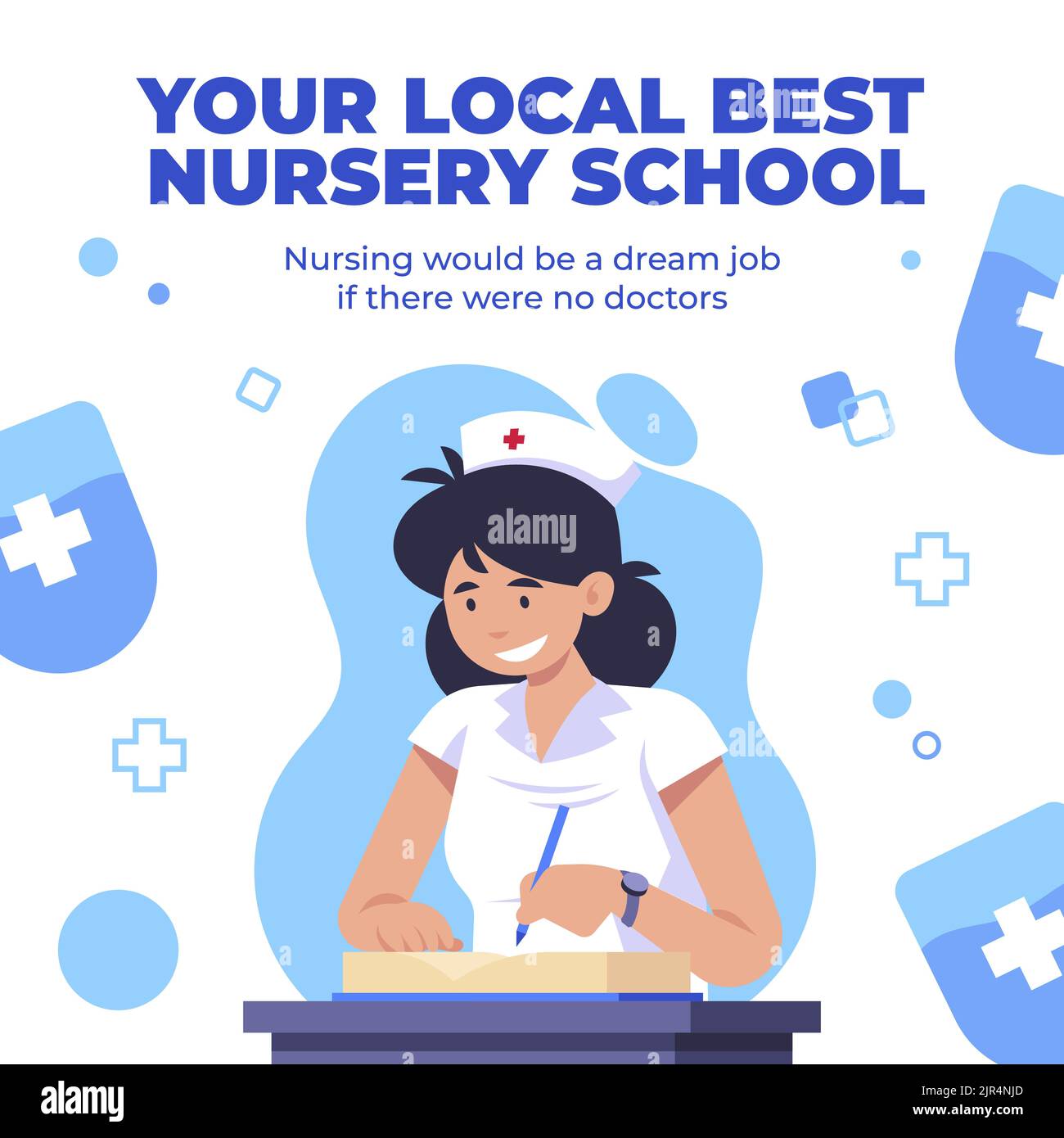 Hand drawn nursery school banner template Vector illustration Stock ...