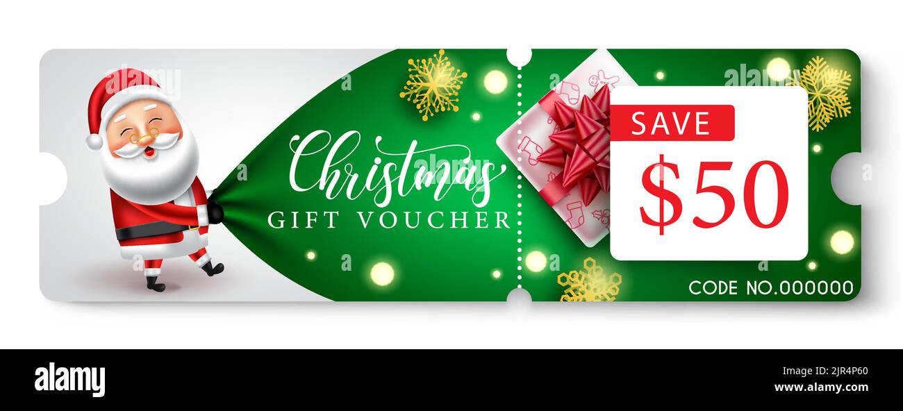 Christmas gift voucher design. Christmas gift voucher text with save 50 ...