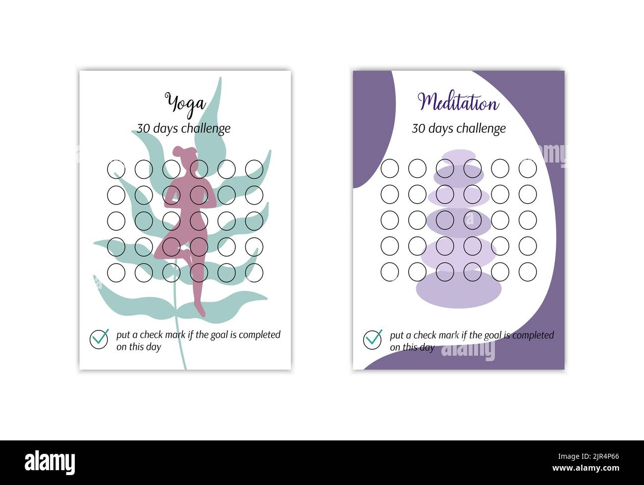 Yoga and meditation habits tracker templates set. Personal 30 days ... Yoga and meditation habits tracker templates set. Personal 30 days ...