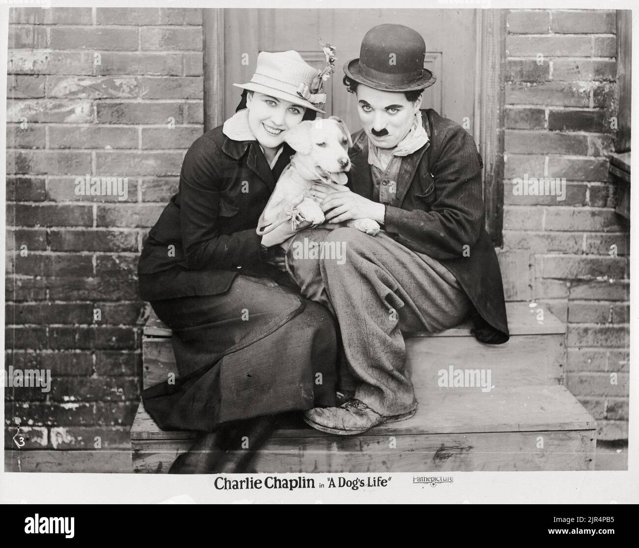 Charlie Chaplin and Edna Purviance in A Dog's Life (Pathepicture 1920s ...