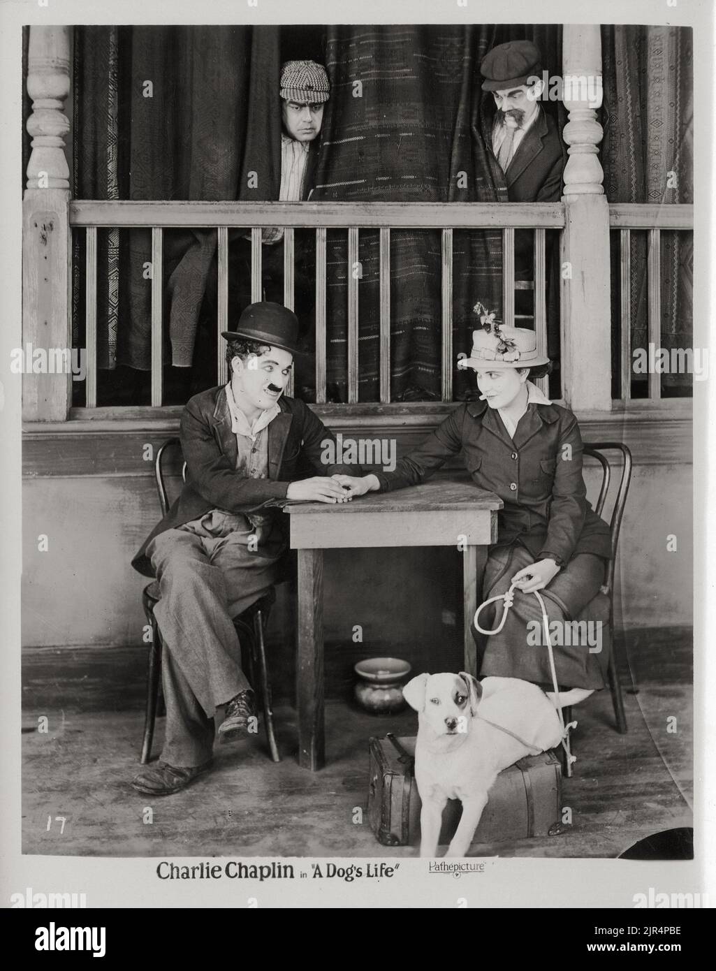 Charlie Chaplin and Edna Purviance in A Dog's Life (Pathé picture 1920s ...