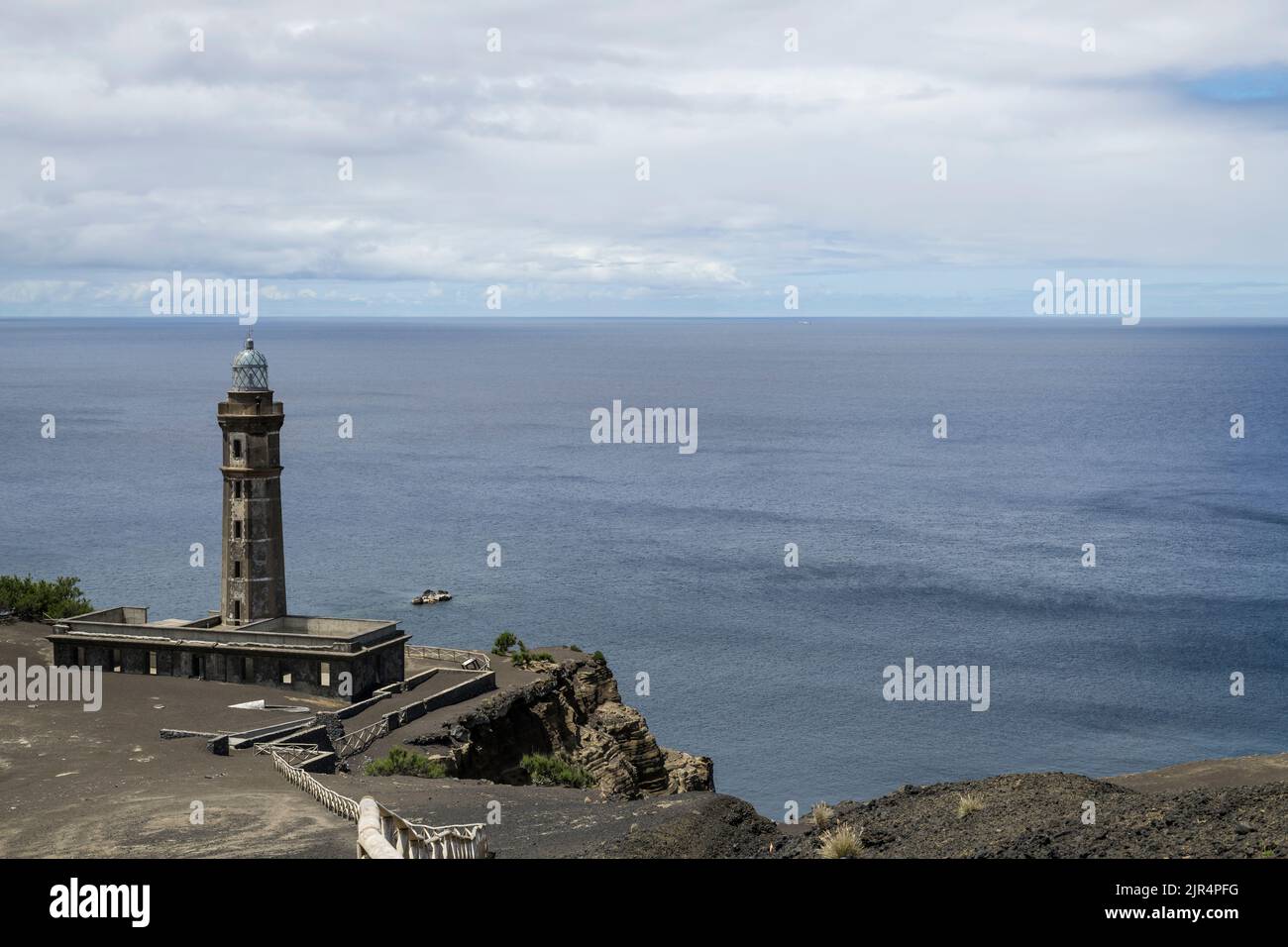 Destroyed lighthouse at Capelinhos Volcano on Faial Island, Azores ...