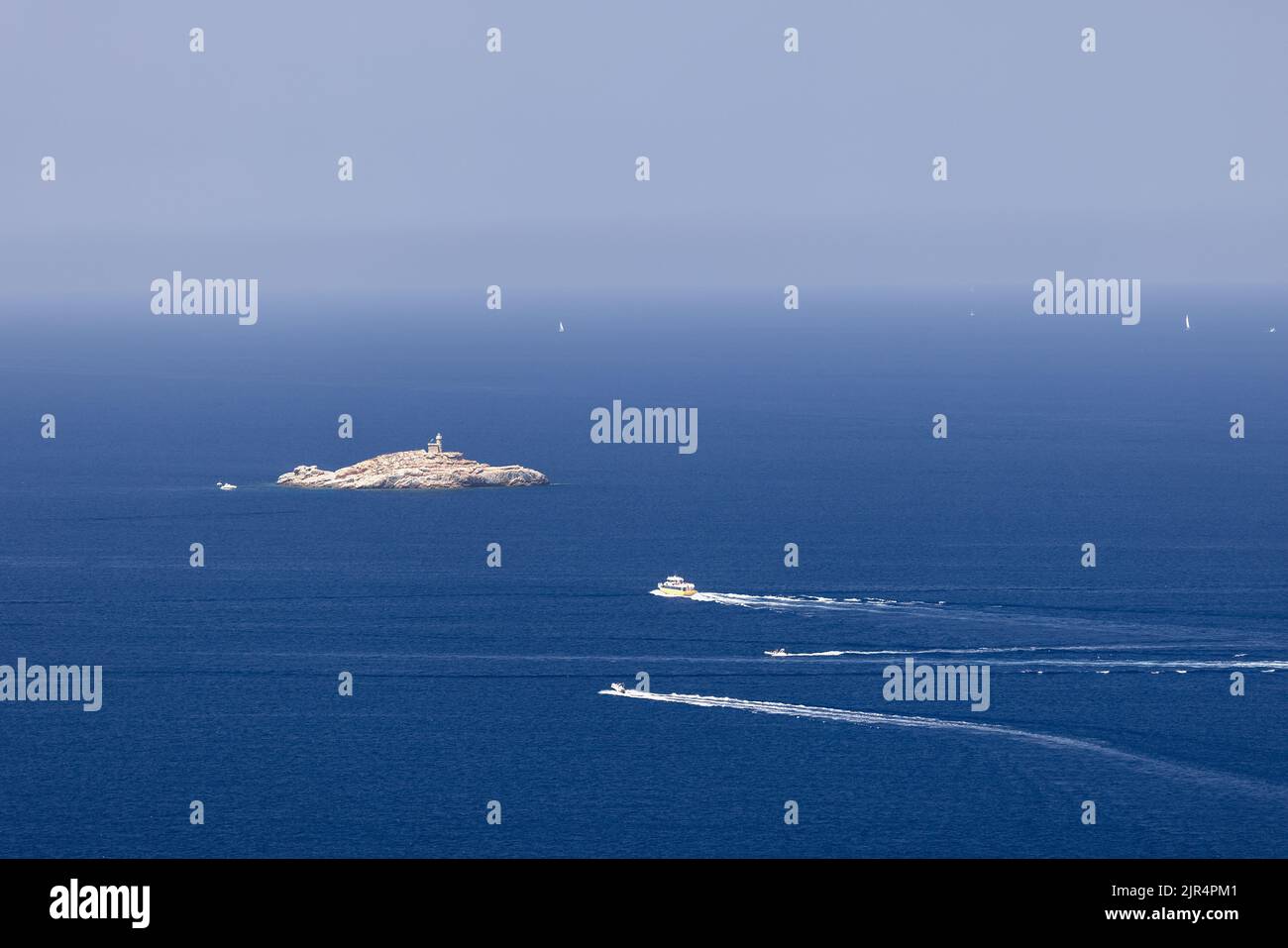 Different ships ply the endless expanses of the Tyrrhenian Sea off the ...