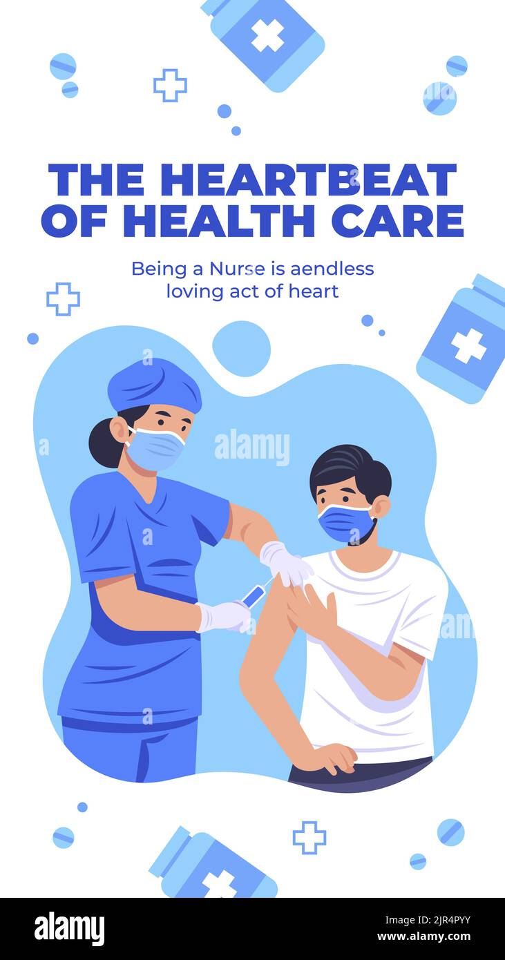 Hand drawn nursing school design template Vector illustration Stock ...