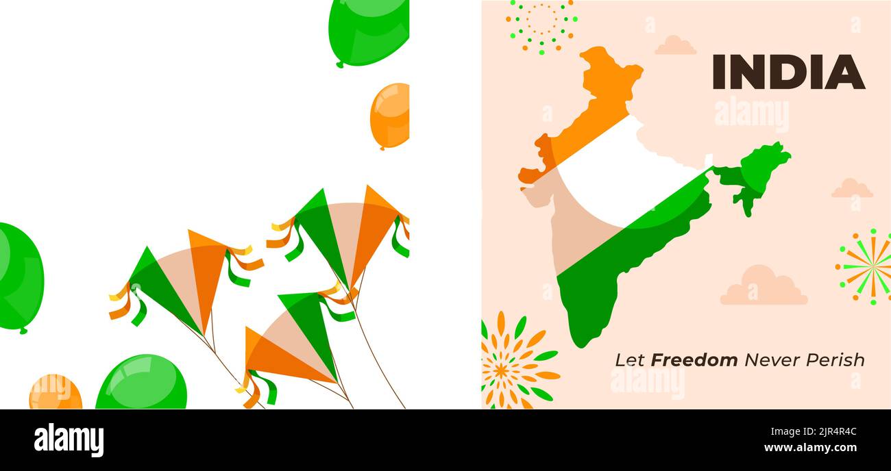 Flat india independence day posts set Vector illustration Stock Vector ...