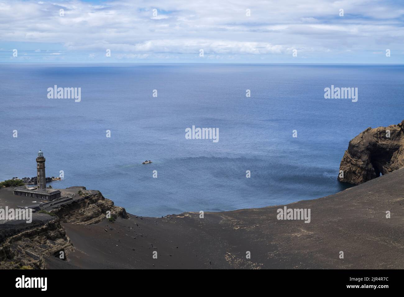 Destroyed lighthouse at Capelinhos Volcano on Faial Island, Azores ...