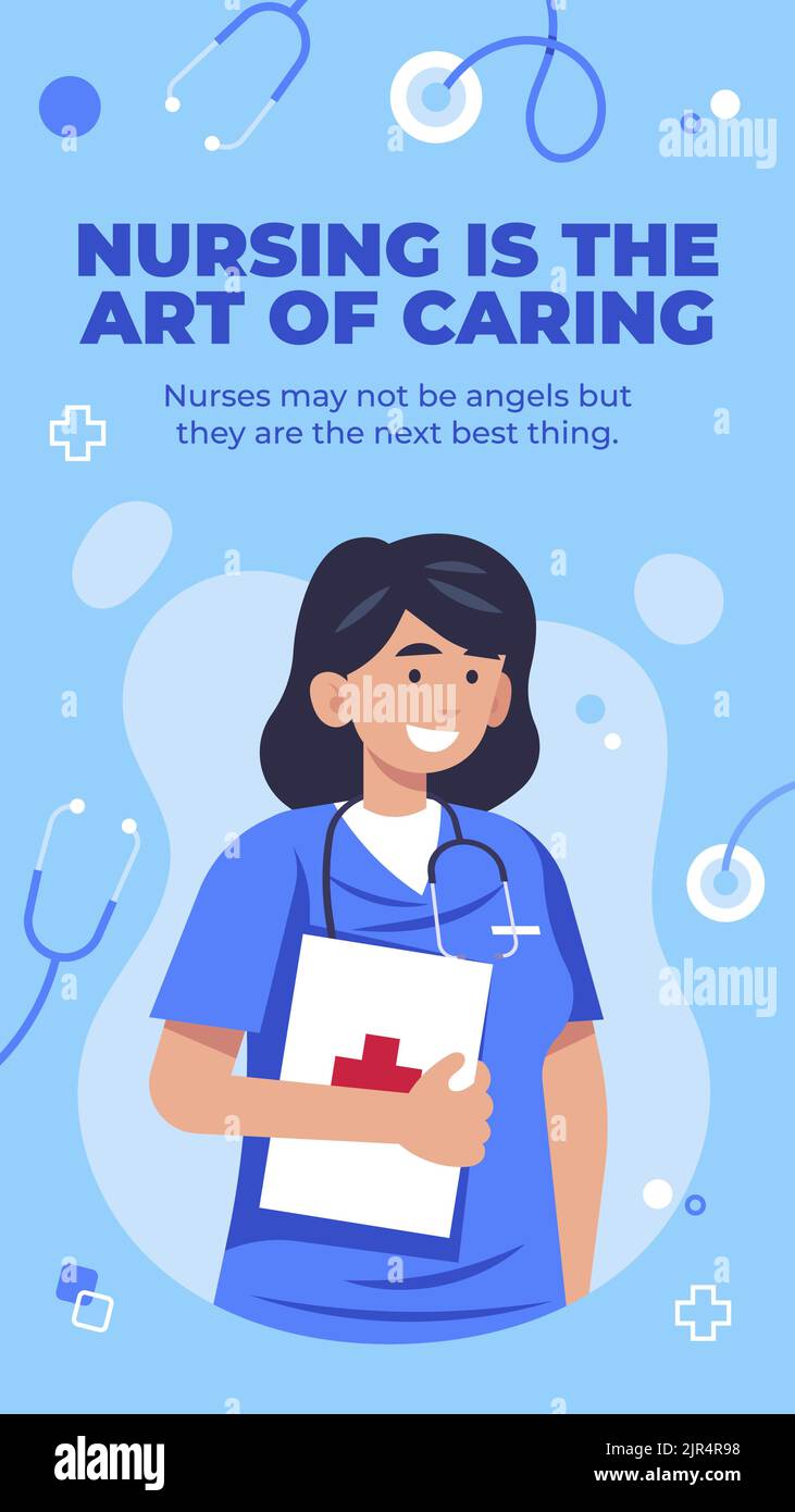 Hand drawn nursing school design template Vector illustration Stock ...