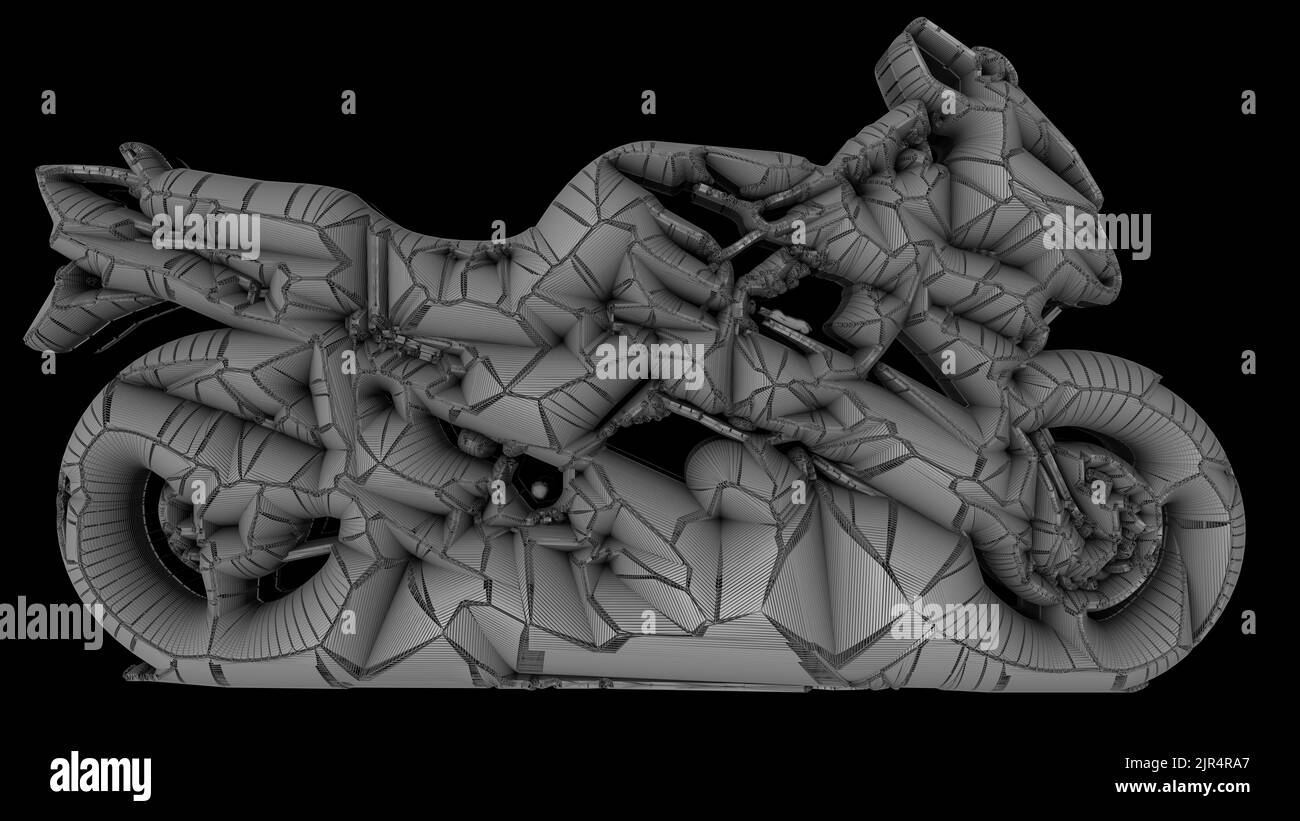 3D Illustration and conceptualization of a futuristic motorcycle ...