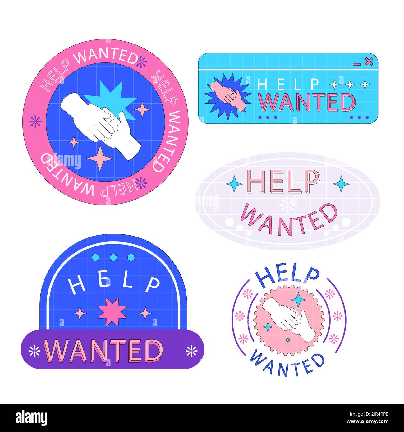 Hand drawn help wanted badges set Vector illustration Stock Vector ...