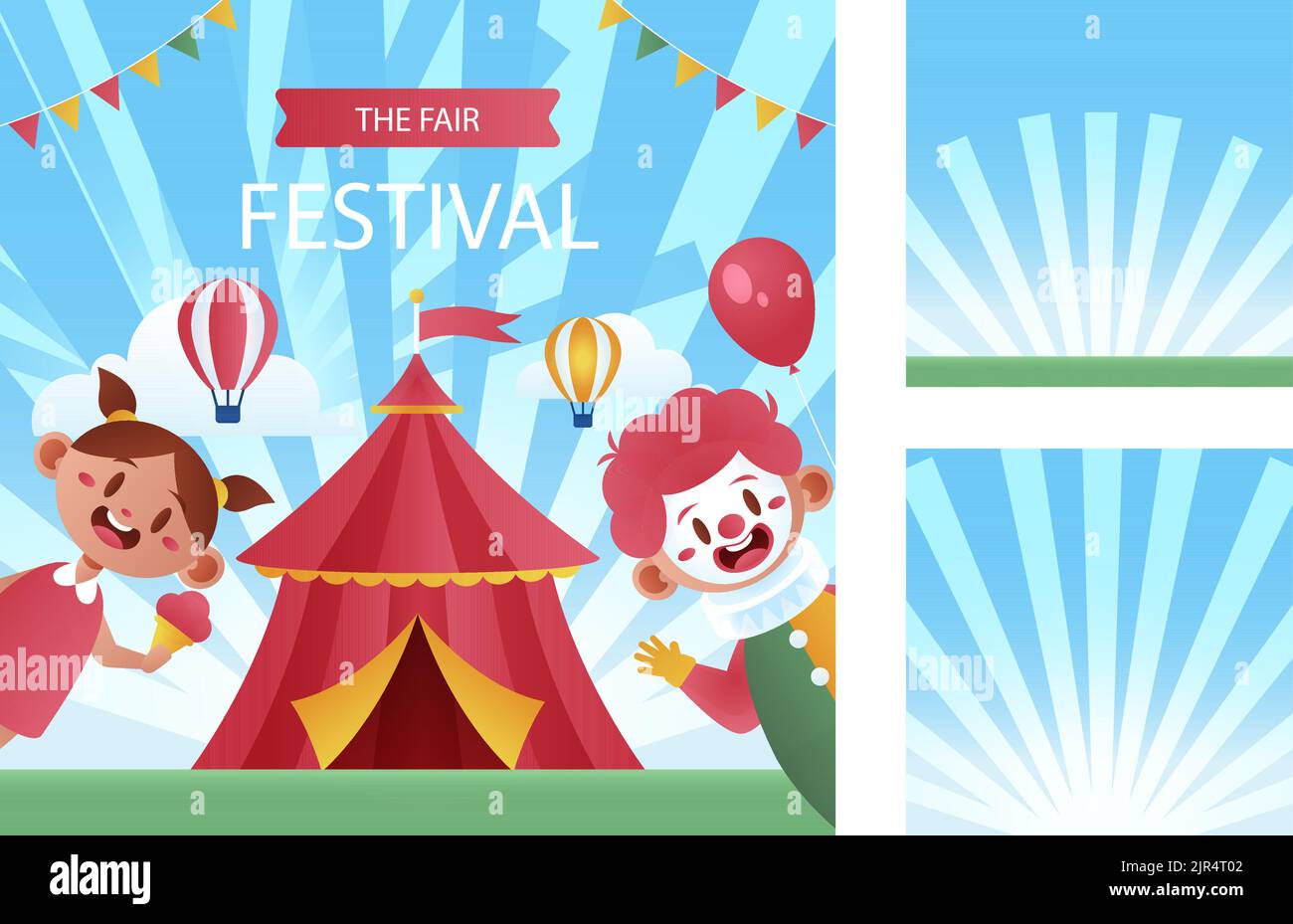 Gradient fair celebration posts set Vector illustration Stock Vector ...
