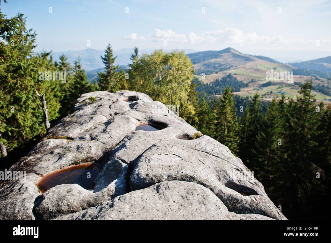 Scenic landscape in Carpathian mountains. Painted rock mountain Stock ...