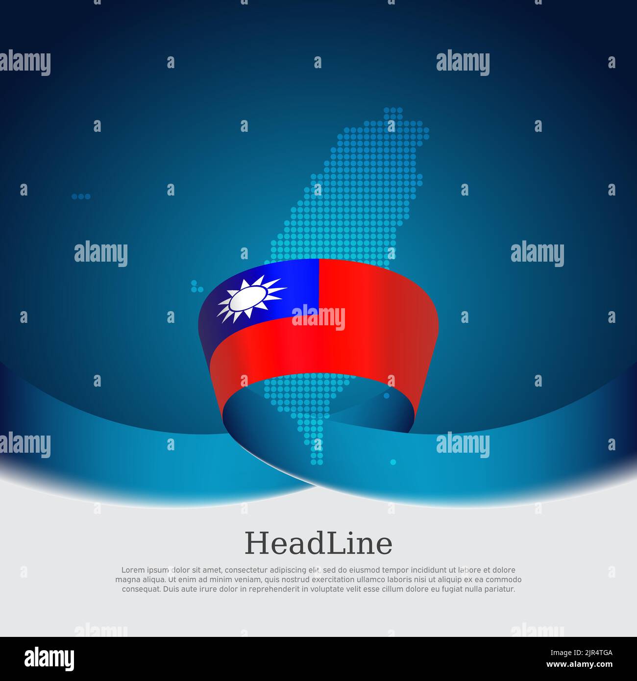 Taiwan flag, mosaic map on blue white background. Republic of China ...