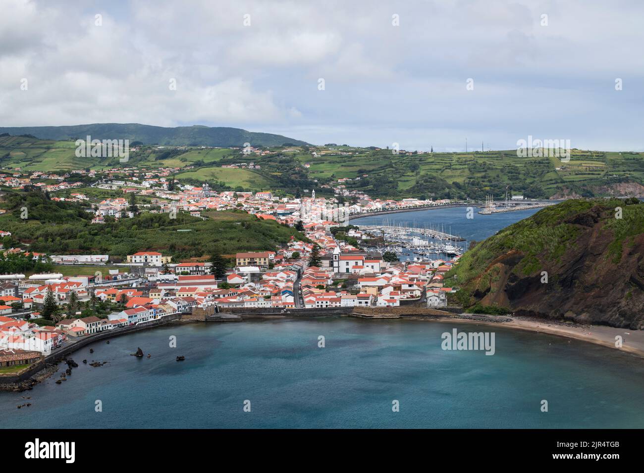 View over the city of Horta on the island of Faial, Azores, Portugal ...