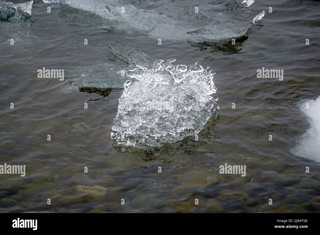 Block of ice melting in water Stock Photo - Alamy