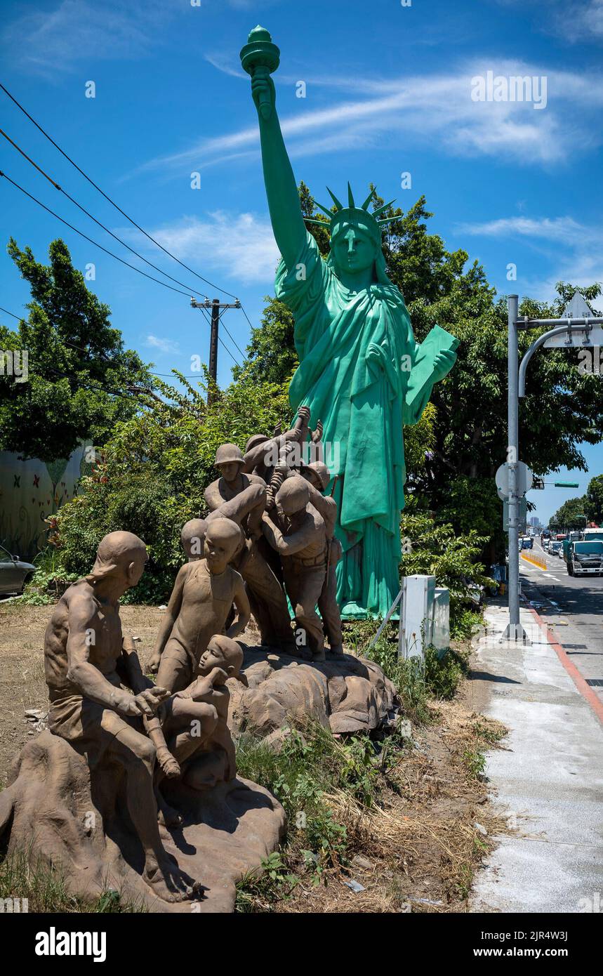 Taipei. 22nd Aug, 2022. Replica of the Statue of Liberty in Taipei ...