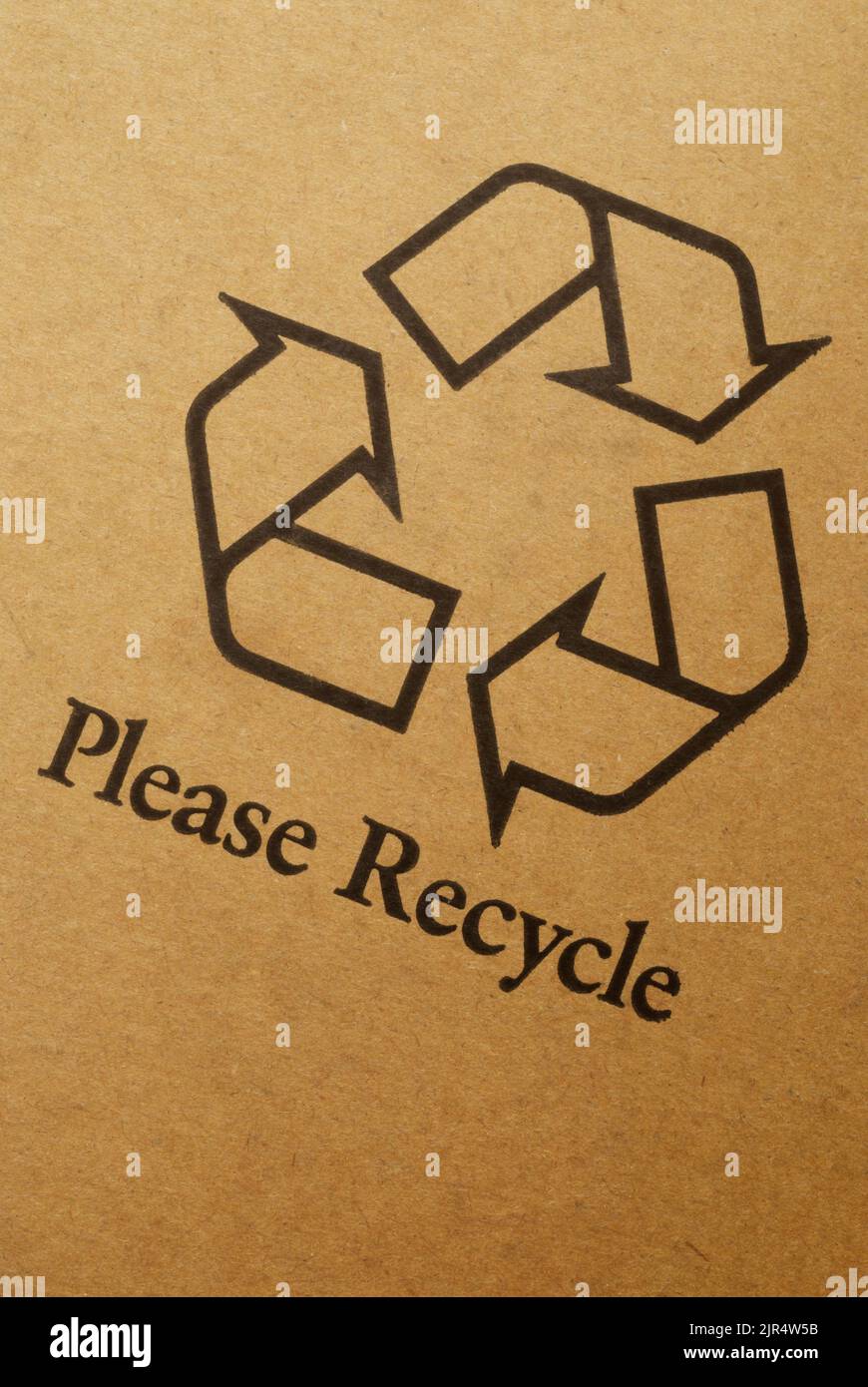 Close up of a please recycle label logo on a cardboard box Stock Photo ...