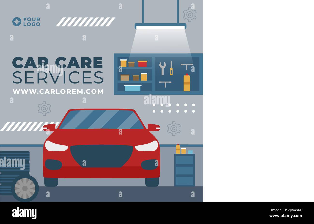 Flat repair shop business posts set Vector illustration Stock Vector ...