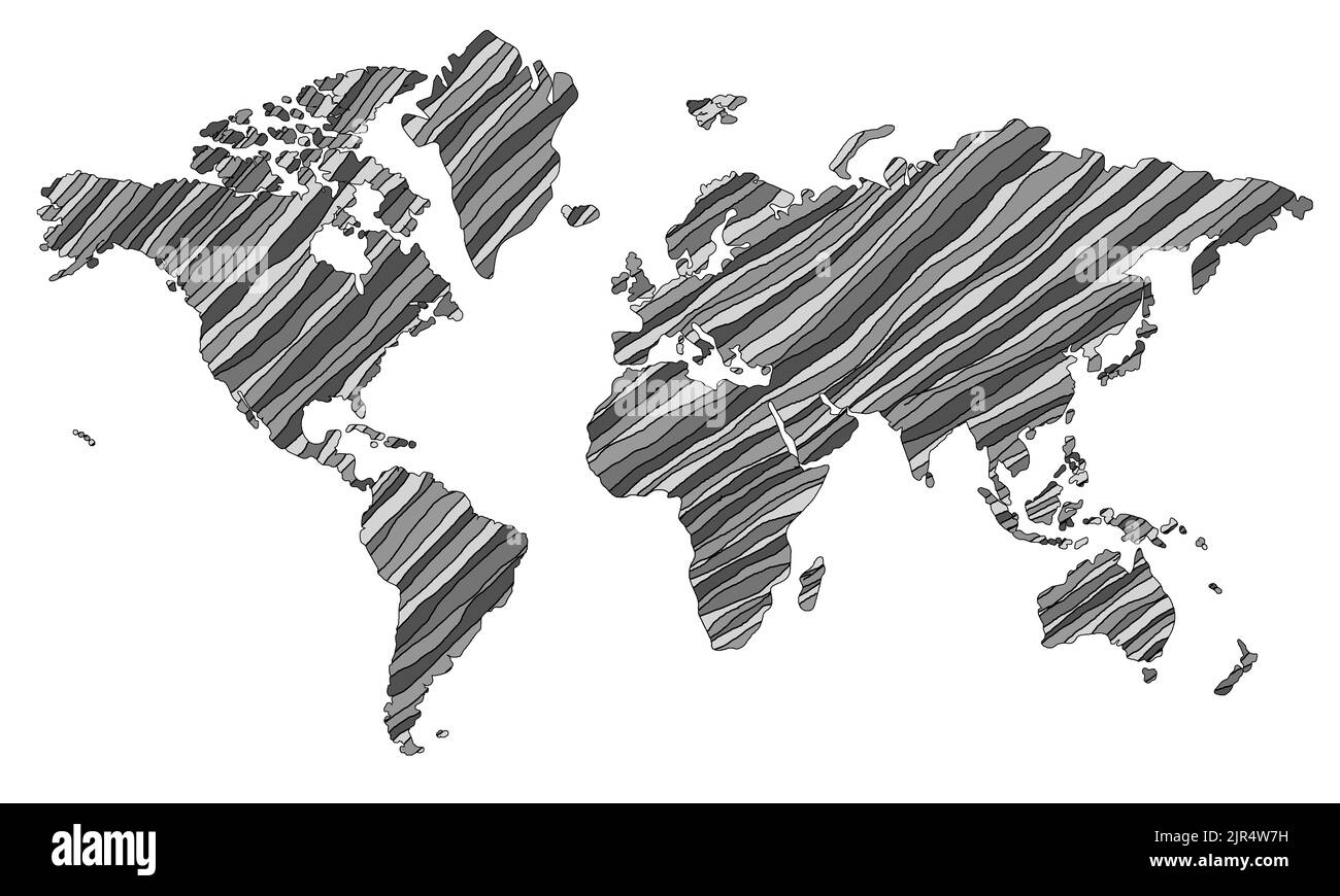 Line drawing world map Cut Out Stock Images & Pictures - Alamy