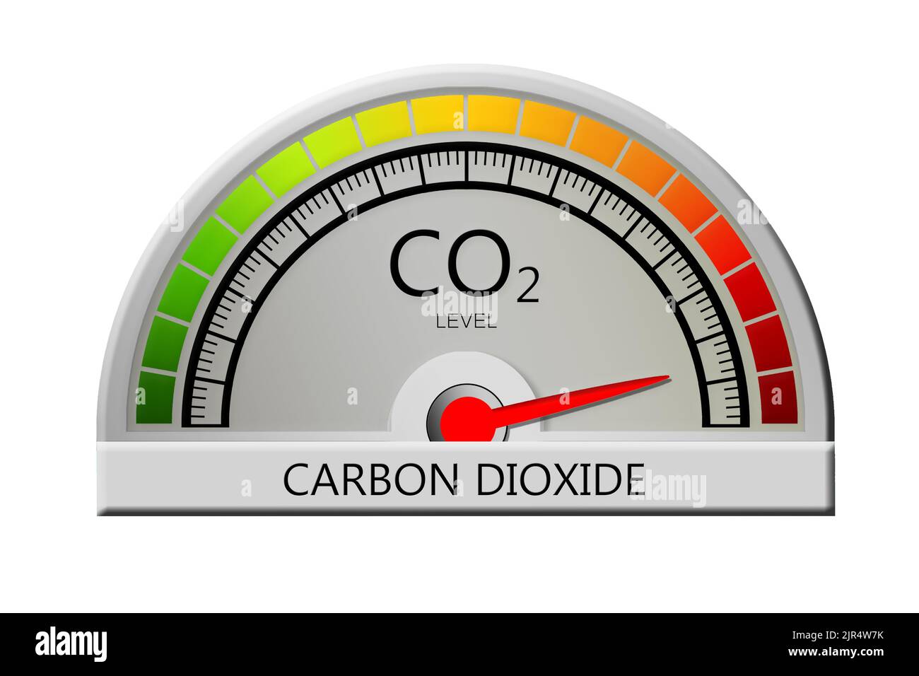 Carbon dioxide measuring device with arrow and scale, 3d rendering ...