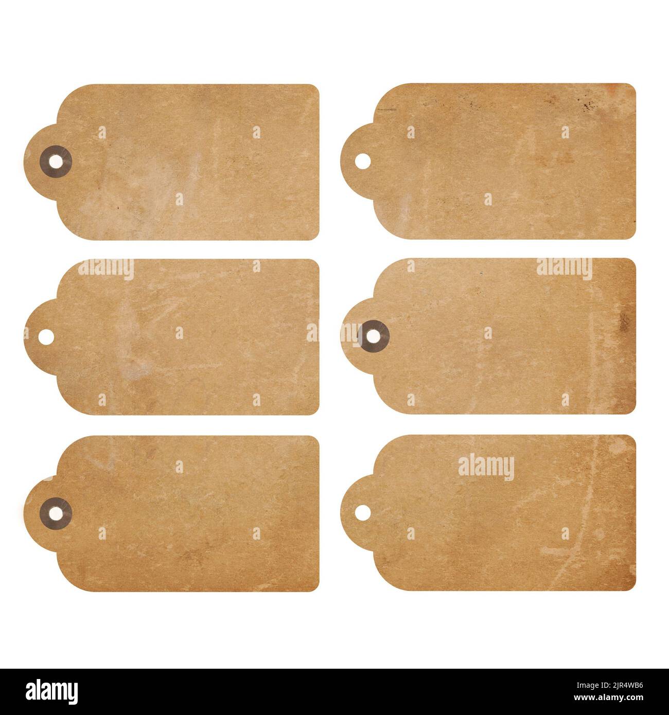 Set of six brown grunge gift tags isolated on white cut out Stock Photo ...