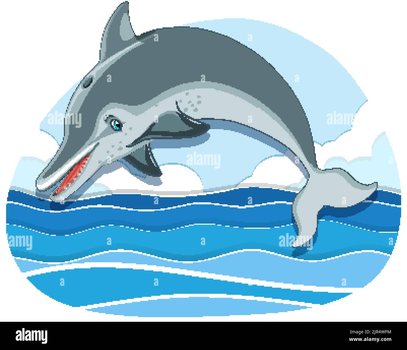 Dolphin cartoon character jumping of the sea illustration Stock Vector ...