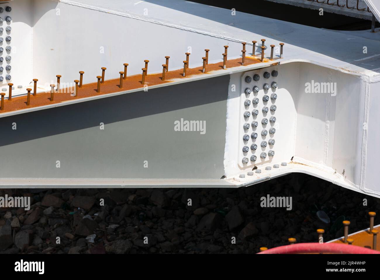 Steel frame bridge construction over Stock Photo - Alamy